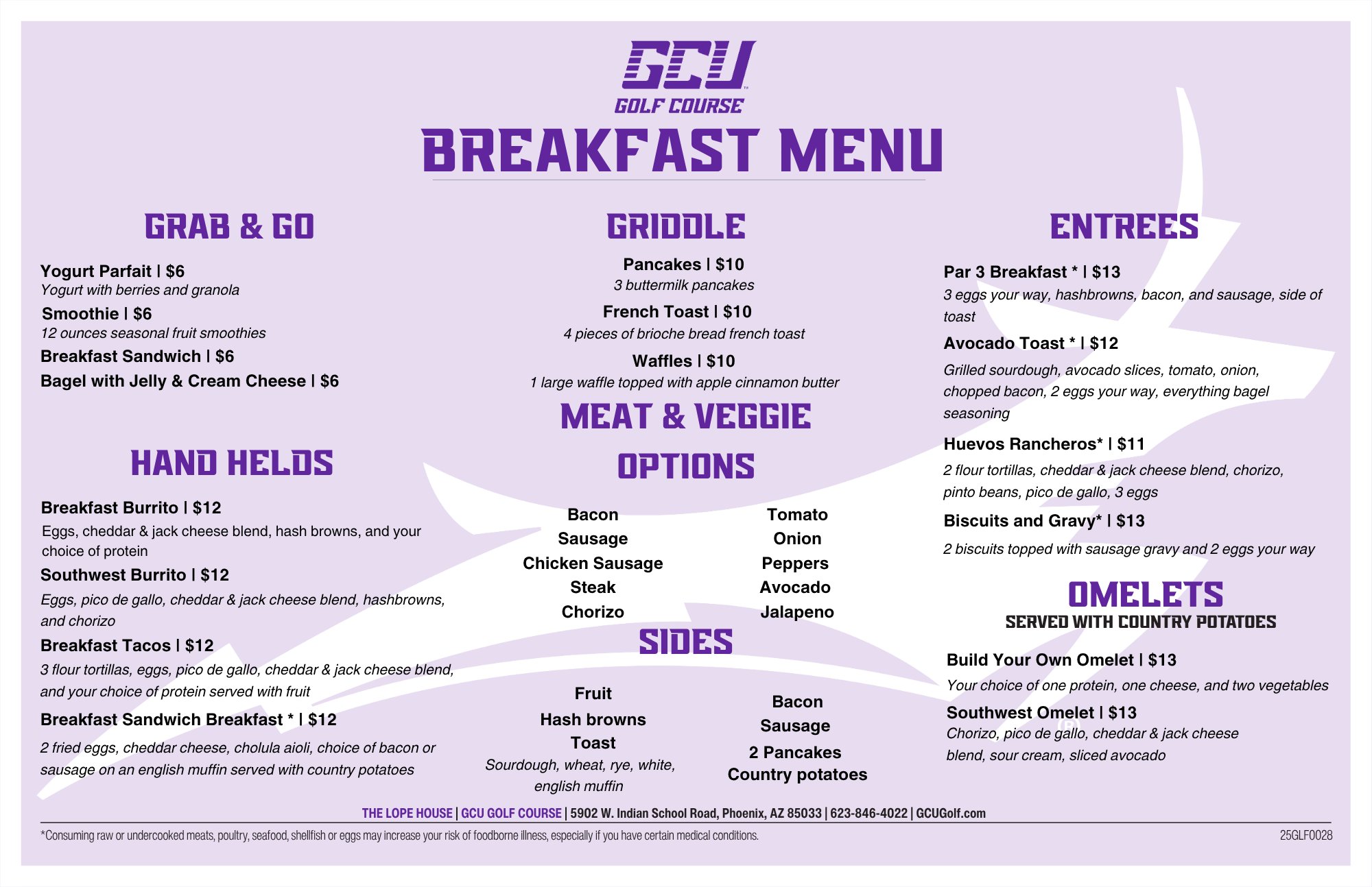 Lope House Breakfast Menu – Grand Canyon University Golf Course ...